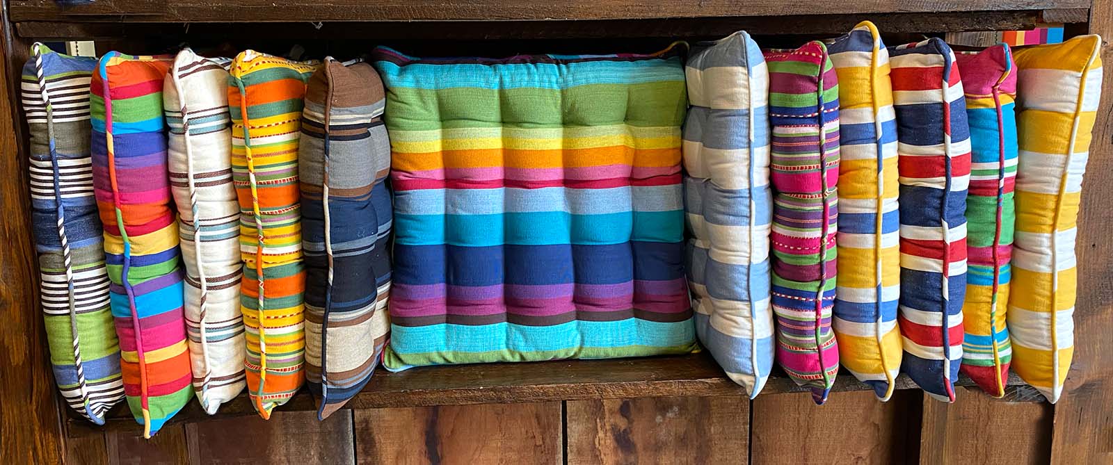 Striped Seat Pads with Piping | The Stripes Company UK