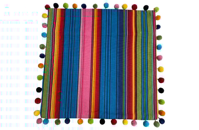 Striped Pompom Cushion Covers - Bright Pink, Blue Turquoise, Green ...