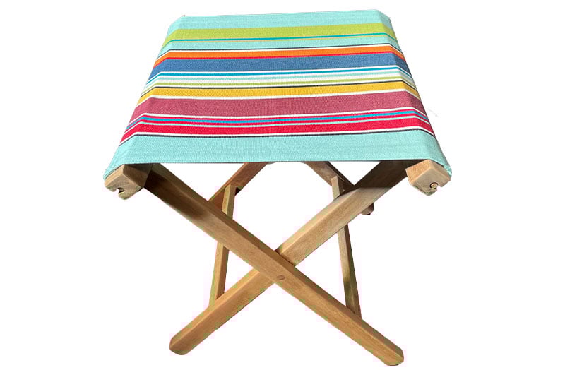 Folding Wooden Stools with Striped Canvas Seat in Bright Fun Stripes ...