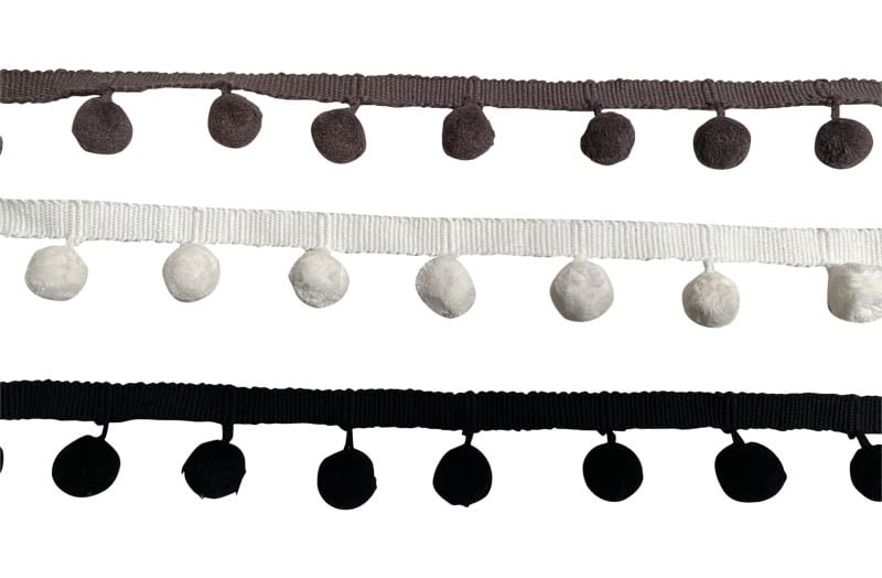 White Bobble Fringe | White Pom Pom Fringe | The Stripes Company UK