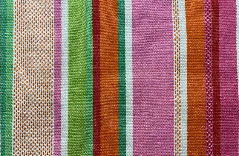 Cream, Pink, Orange, Emerald Green Stripe Fabric | Dobby Weave Stripe ...
