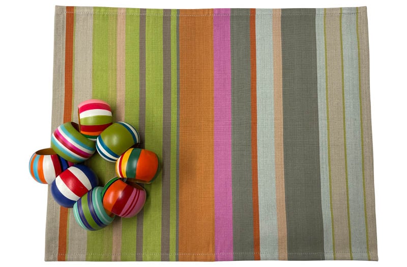 Stone, Pale Green, Terracotta Striped Place Mats - Colourful Table Mats ...